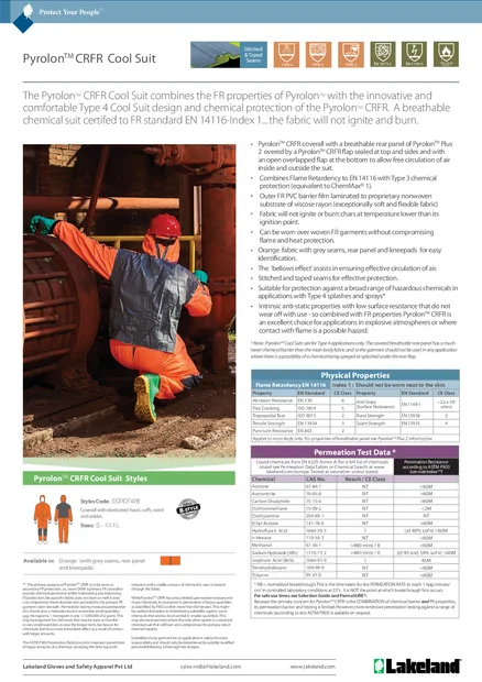 Pyrolon CRFR Cool Suit | Datenblatt | Lakeland Industries Global PPE