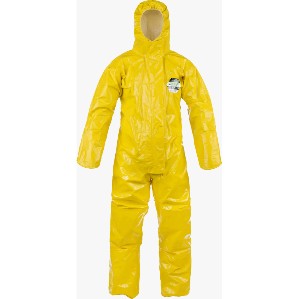Protection using ChemMax® 4 Plus Coverall in Yellow with Elastic Hood ...