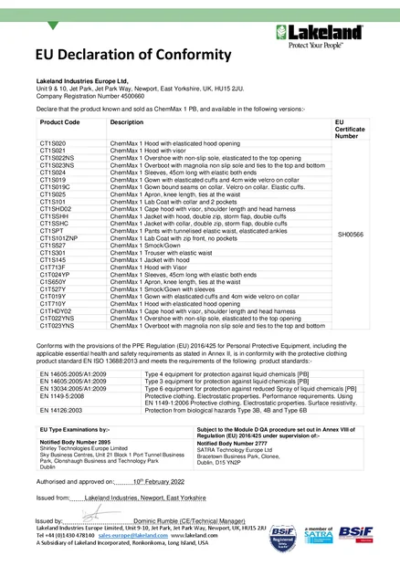 ChemMax 1 (Part Body) - Declaration of Conformity | Declaration of ...