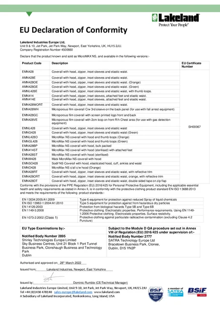 MicroMax NS (Full Body) - Declaration of Conformity | Declaration of ...