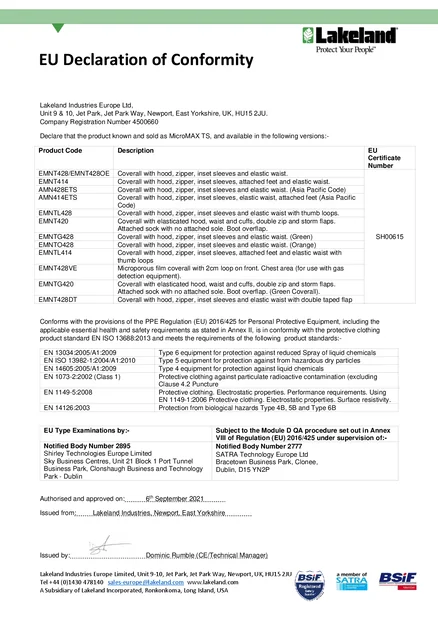MicroMax TS (Full Body) - Declaration of Conformity | Declaration of ...