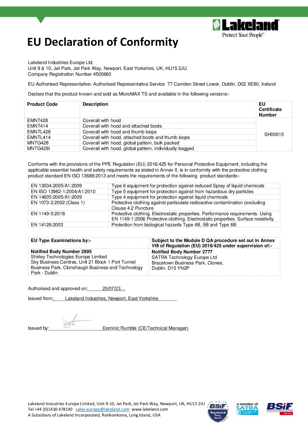 MicroMax TS (Full Body) - Declaration of Conformity | Declaration of ...
