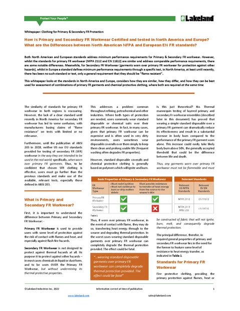 Whitepaper: Clothing for Primary & Secondary FR Protection | Guide ...